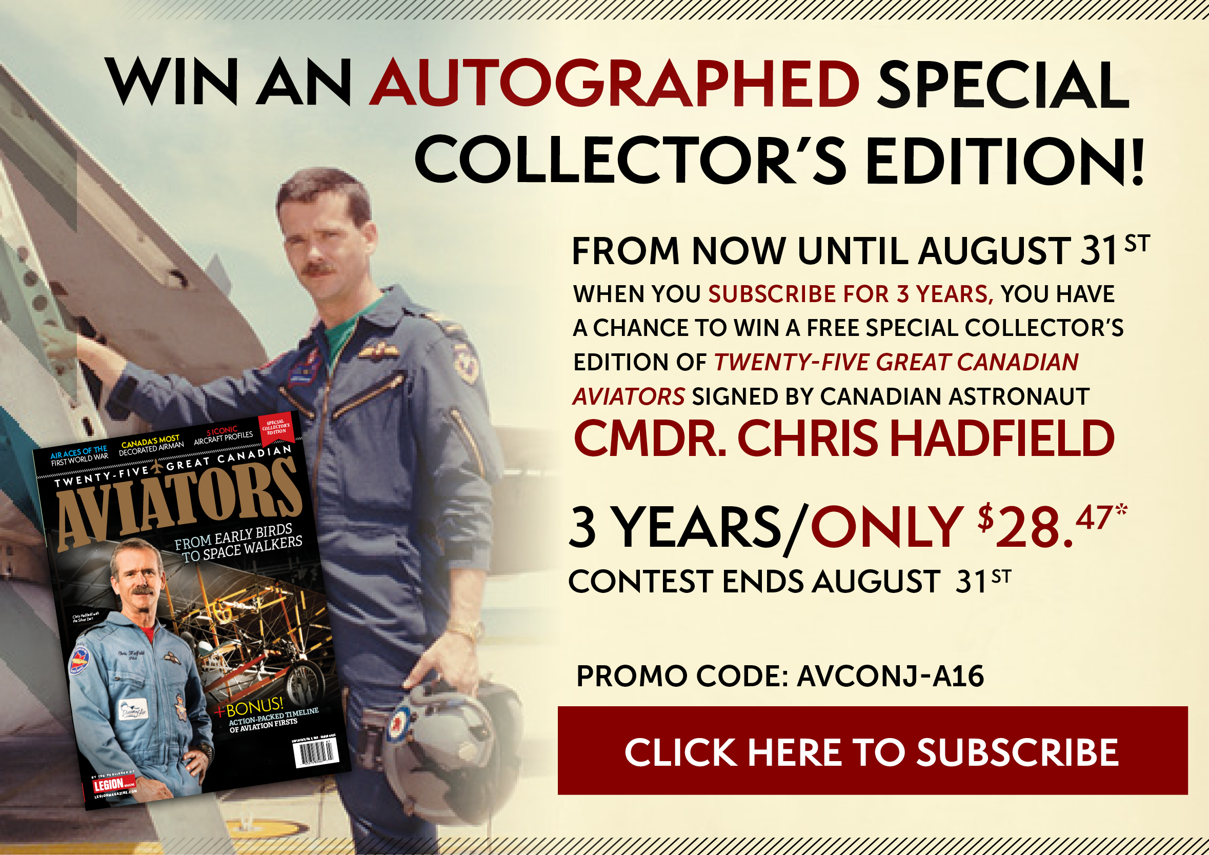 Win a Chris Hadfield autographed edition of Aviators! - Legion Magazine