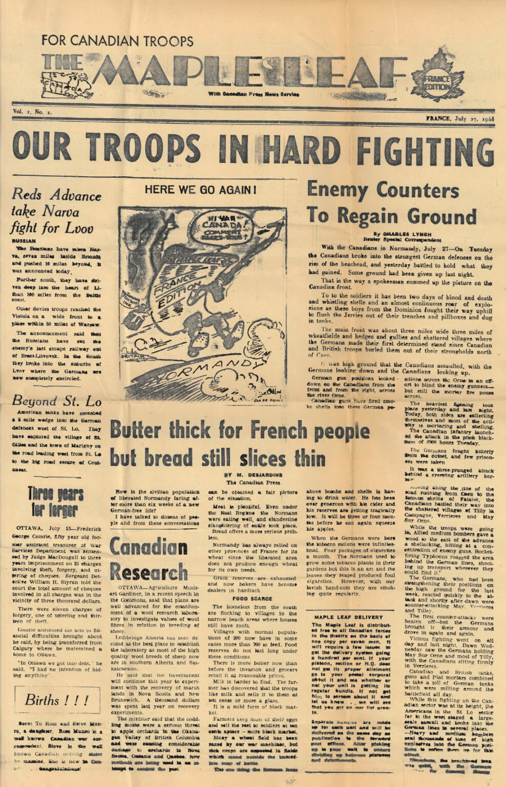 The Canadian Press distributes wartime news for troops overseas ...